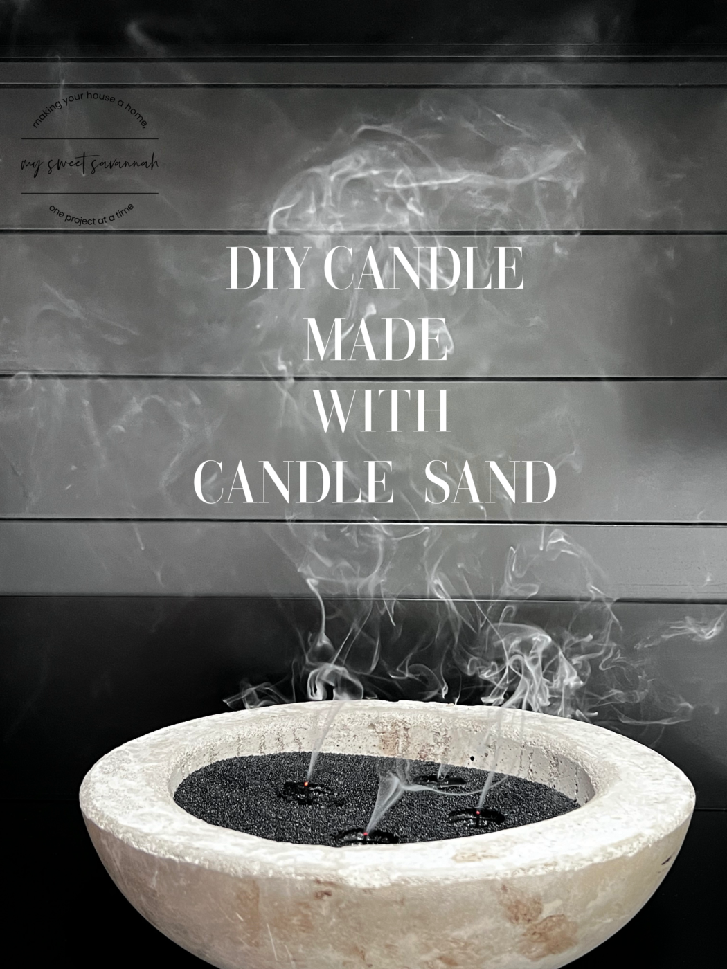 DIY candle with candle sand & concrete bowl - My Sweet Savannah